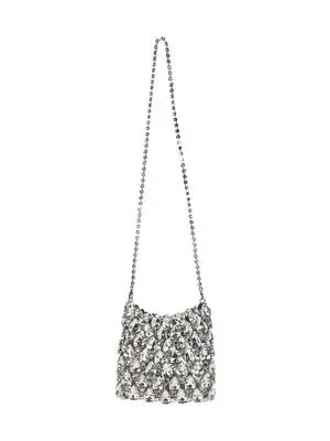SELF-PORTRAIT Crystal Embellished Clutch With Chain Strap - Silver