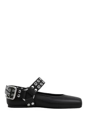 Alaïa Leather Ballet Flats With Studs - Black