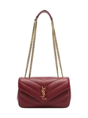 Saint Laurent Saint Laurent Loulou Small Leather Shoulder Bag Red