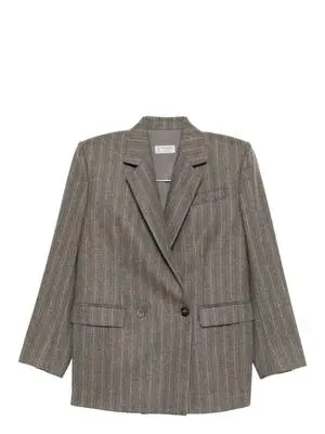 Alberto Biani Double-breasted Pinstripe Jacket - Brown