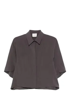 ALYSI Short-sleeve Shirt With Concealed Fastening - Grey