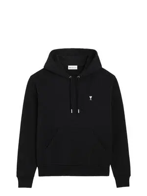 AMI Paris De Coeur Cotton Hoodie - Black
