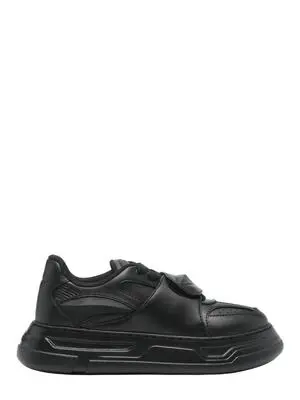 Emporio Armani Leather Lace-up Sneakers - Black