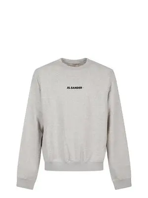 JIL SANDER Crewneck Sweatshirt With Embroidered Logo - Grey