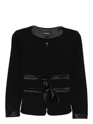 Emporio Armani Collarless Bow Detail Jacket - Black