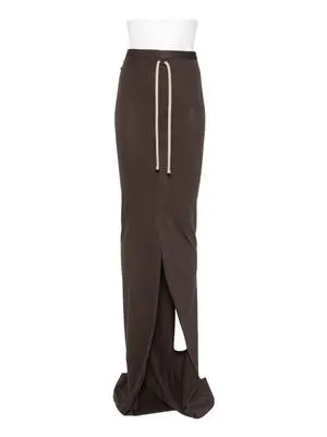 MONCLER + RICK OWENS Cotton Long Skirt With Drawstring And Slit - Grey