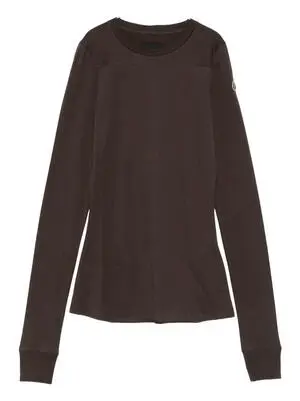 MONCLER + RICK OWENS Cotton Crewneck Sweater With Logo Patch - Grey
