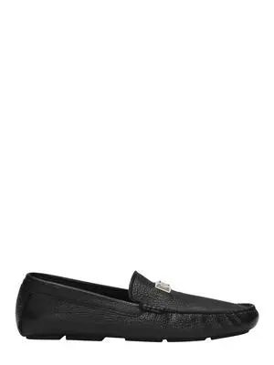 Dolce & Gabbana Leather Loafer With Logo Plaque - Black