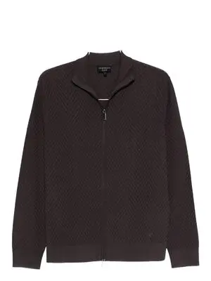 Emporio Armani Chevron Zip Cardigan - Black
