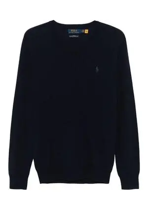Polo Ralph Lauren Wool Sweater With Embroidered Logo - Blue