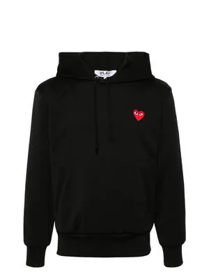 Play Comme Des Garcon Cotton Hoodie With Heart Patch - Black