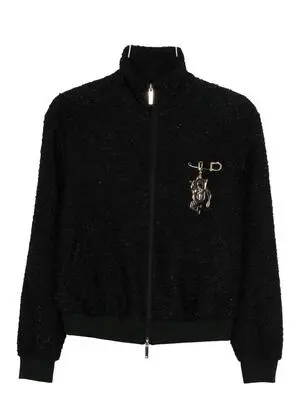 Emporio Armani Textured Blouson Jacket With Appliqué Detail - Black