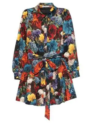 Alice + Olivia Floral Print Shirtdress With Ruffled Hem - Multi