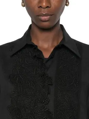 Ermanno Scervino Lace Embellished Linen Shirt - Black