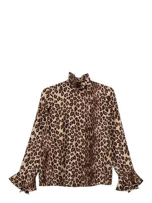 Alberto Biani Printed Silk Blouse With High Neck And Cuffed Sleeves - Multi