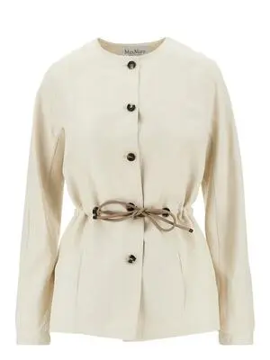 Max Mara Cotton And Silk Jacket With Drawstring Detail - Beige