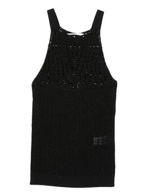 IRO PARIS Lalita Tank Top Crochet Knit Sleeveless - Black