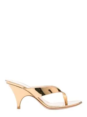 GIANVITO ROSSI Sofia Leather Thong Heeled Sandals - Gold