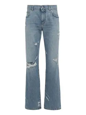 Dolce & Gabbana Straight Fit Jeans With Distressed Effect - Blue