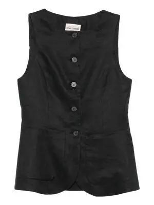 SEMICOUTURE Glenna Linen Vest - Black