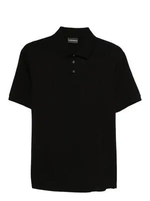 Emporio Armani Logo Cotton Polo Shirt - Black