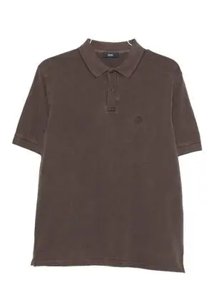 Herno Logo Cotton Polo Shirt Brown