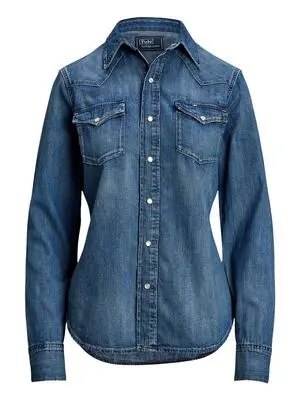 Polo Ralph Lauren Western Denim Shirt With Pockets - Blue