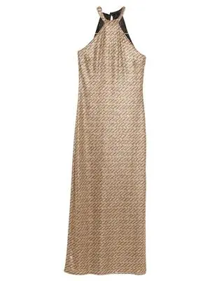 SIYU Halterneck Long Dress With All-over Pattern - Brown