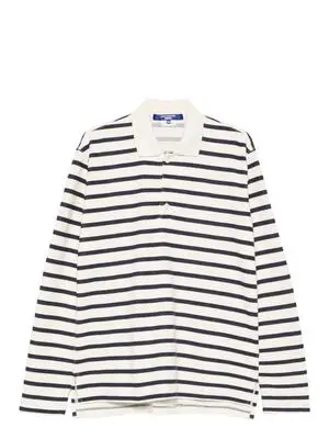Junya Watanabe Striped Cotton Polo Shirt - Beige