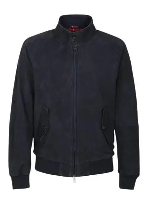 BARACUTA Suede Bomber Jacket - Blue