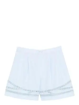 Ermanno Scervino Lace Trimmed Cotton Shorts - Sky Blue