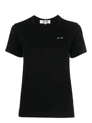 Play Comme Des Garcon Cotton T-shirt With Appliqué Heart Logo - Black