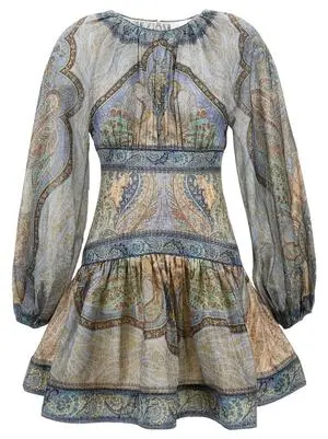 Zimmermann Wanderlust Cotton And Silk Mini Dress - Blue