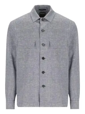 Zegna Linen, Wool, And Silk Shirt - Grey