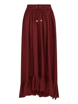Zimmermann Aster Silk Maxi Skirt - Red