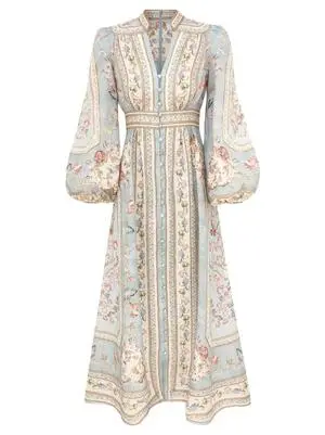 Zimmermann Indra Linen Long Dress - Sky Blue