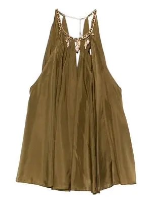 Zimmermann Mahon Silk Halter Neck Top - Green