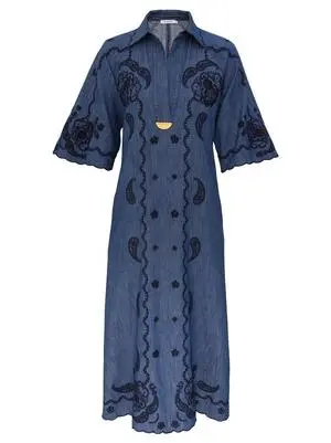 Zimmermann Aster Denim Midi Dress - Blue