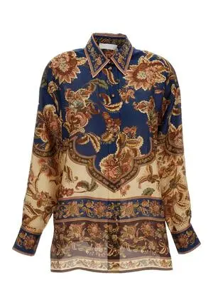Zimmermann Aster Printed Silk Shirt - Blue