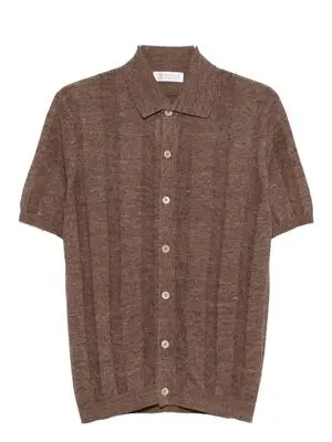 Brunello Cucinelli Linen And Cotton Blend Cardigan - Brown