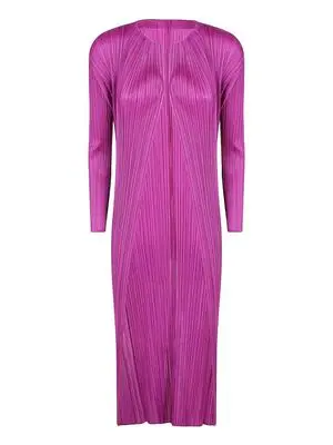 Issey Miyake Pleated Long Cardigan - Red