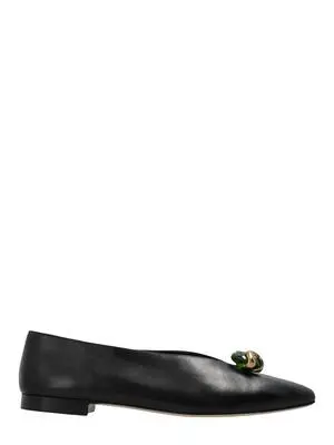 JIMMY CHOO Margot Leather Ballets - Black