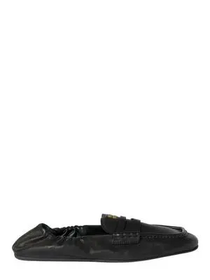 Miu Miu Ruched Lambskin Loafers - Black
