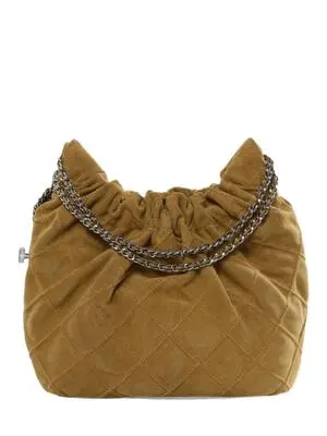 Tory Burch Fleming Mini Suede Leather Hobo Bag - Grey