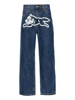 ICECREAM Running Dog Graphic Print Denim Jeans - Blue