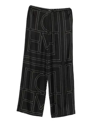 TOTEME Monogram Silk Pajama Trousers - Black