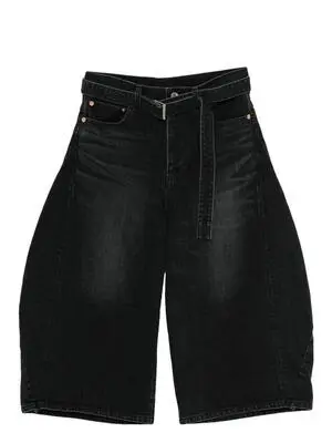 Sacai Denim Belted Bermuda Shorts - Black