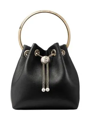 JIMMY CHOO Jimmy Choo Bon Bon Leather Bucket Bag Black
