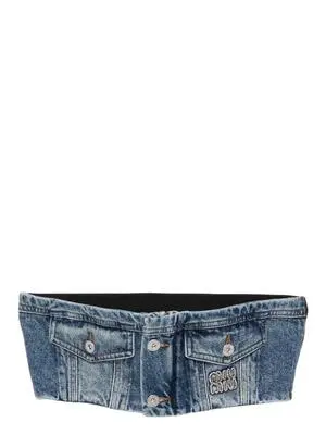 Miu Miu Denim Strapless Top - Blue