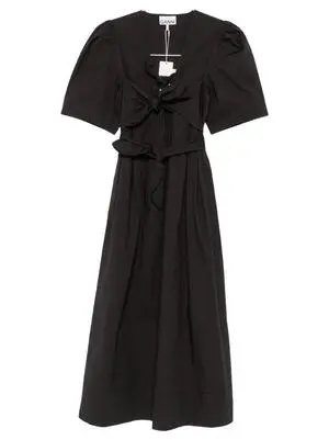 GANNI Organic Cotton Midi Dress - Black